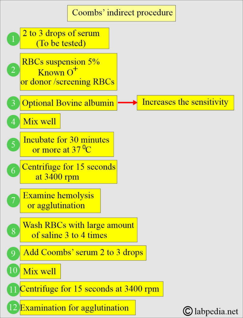 Coombs' Indirect test, (anti-globulin indirect test)